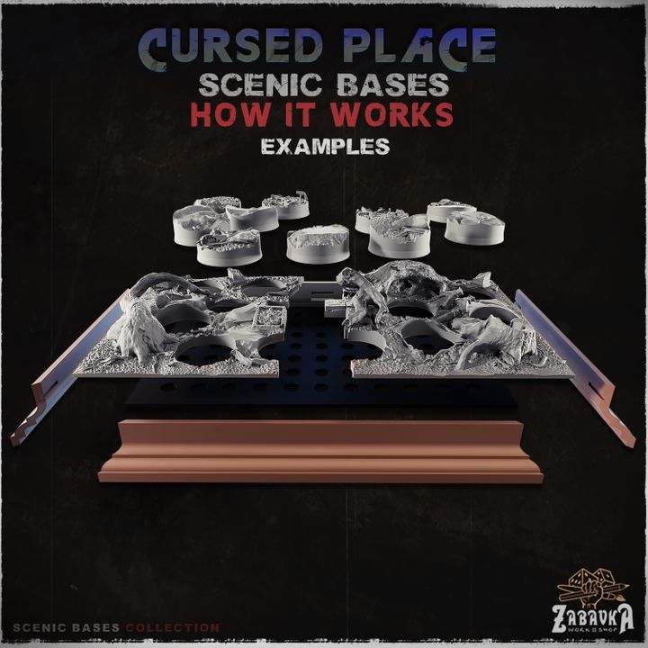 3D Printable Cursed Place - Scenic Bases (Small Set) by Zabavka Workshop